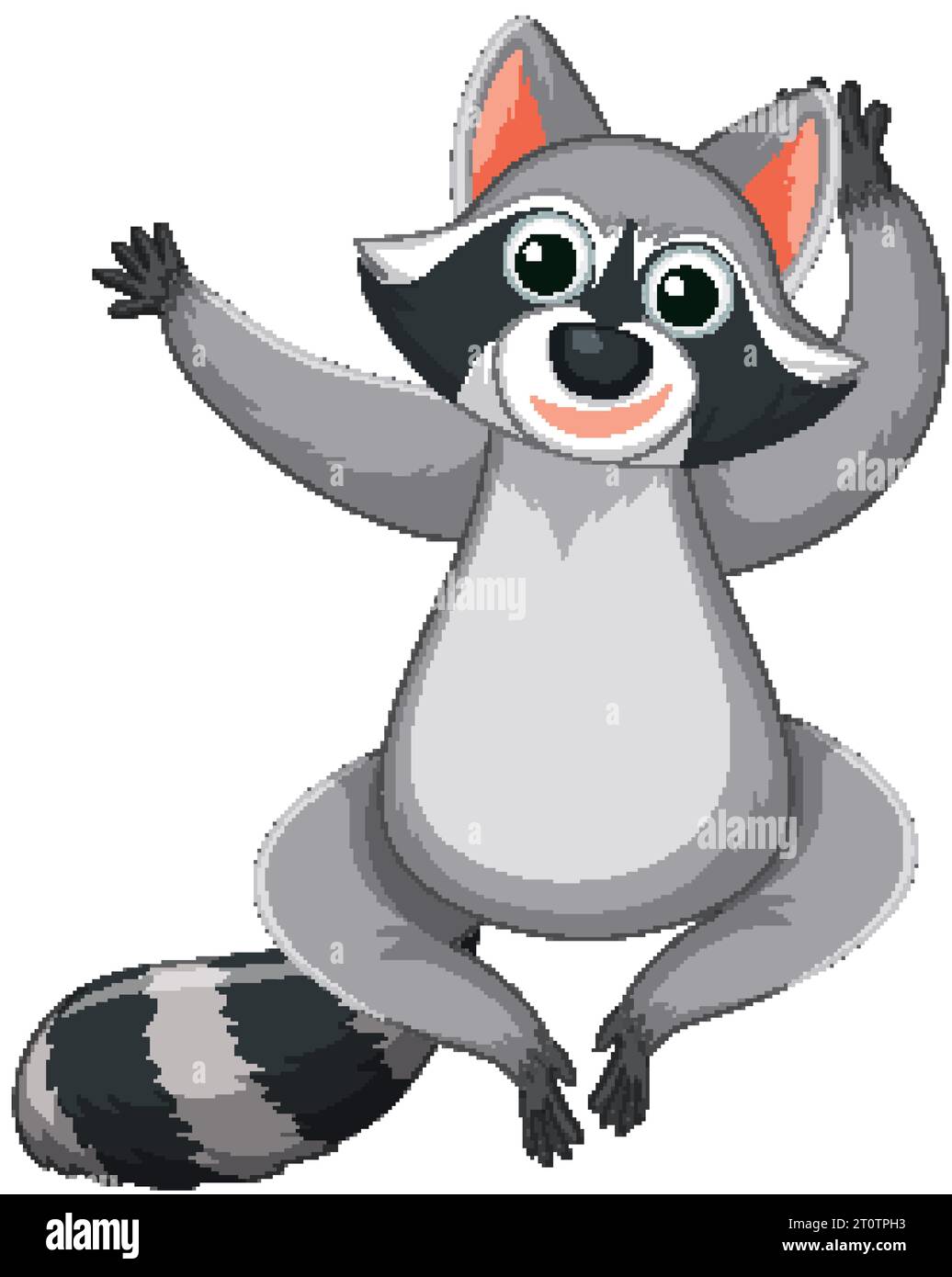 A lively raccoon cartoon character jumping in a vibrant vector ...