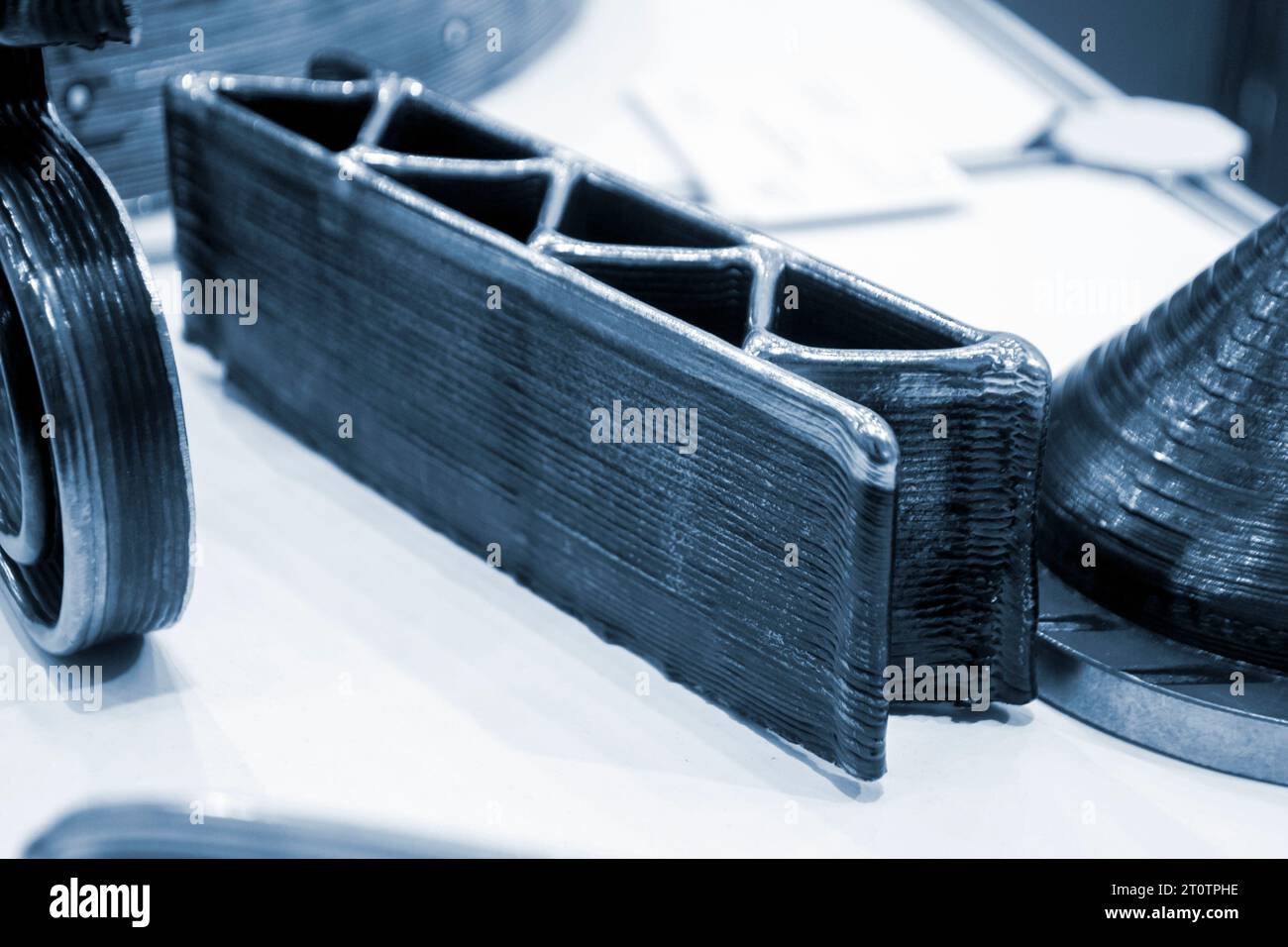 3d printed metal model close-up. Model printed on a 3D printer made of ...