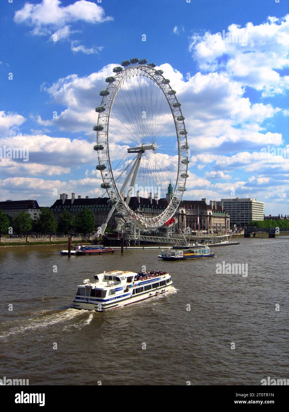 View oacross the Thames of London Eye (Millenium wheel), UK Stock Photo ...