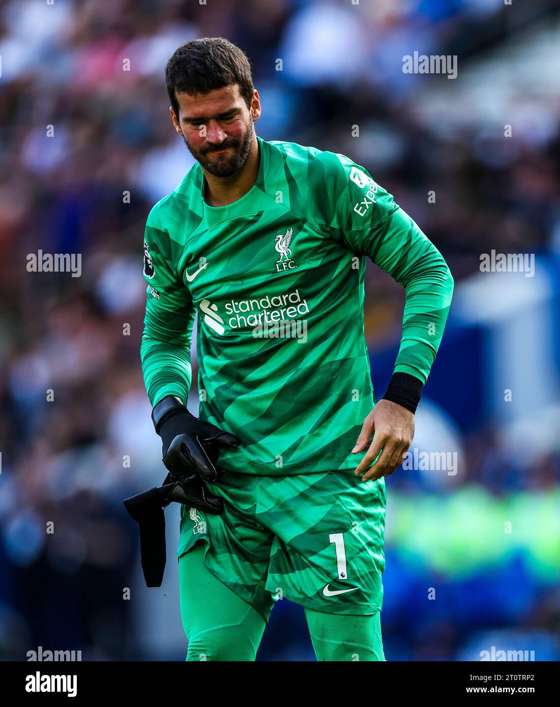 Liverpool goalkeeper Alisson Becker during the Premier League match at ...