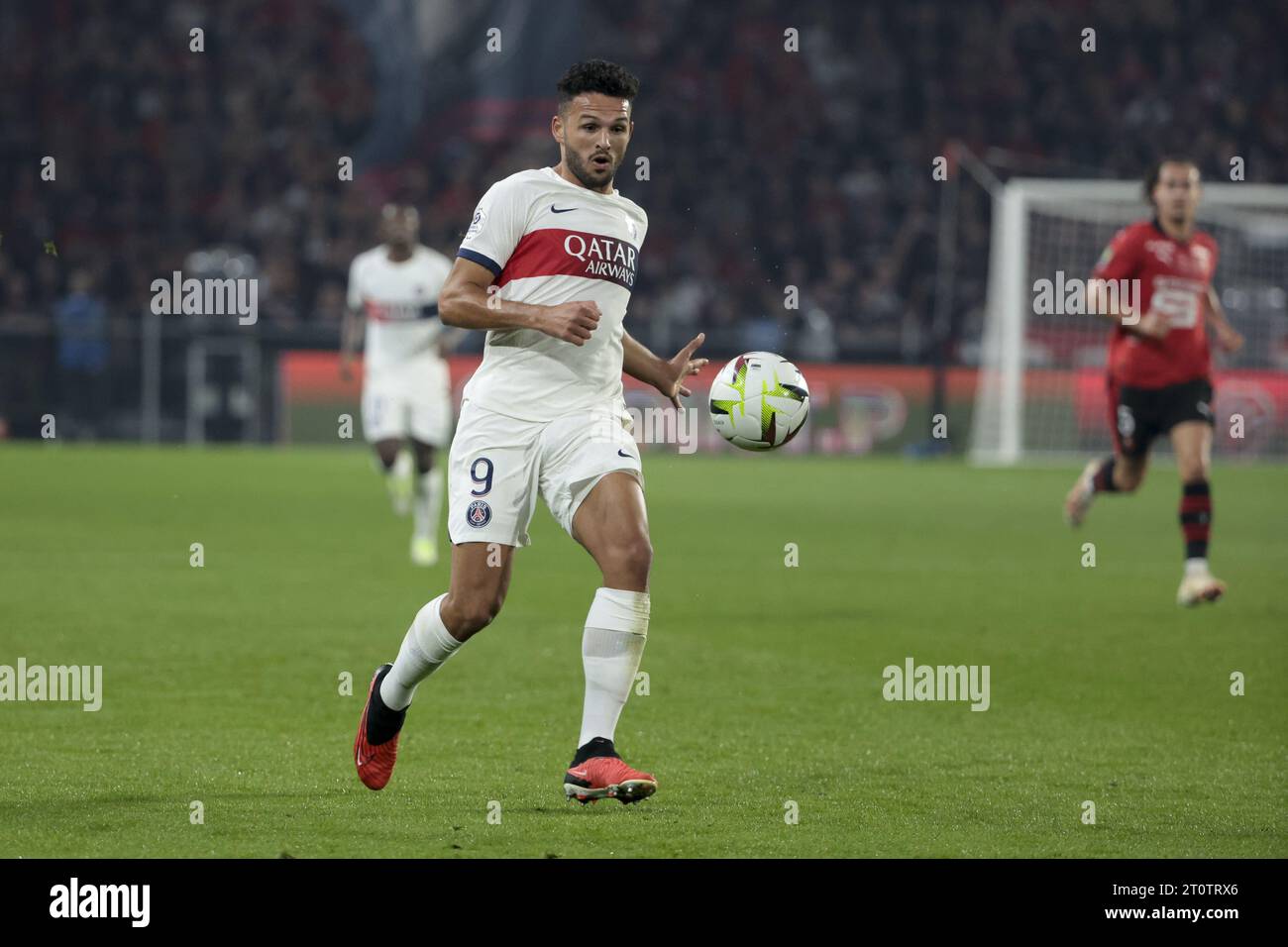 Goncalo Ramos of PSG during the French championship Ligue 1 football match between Stade Rennais ...