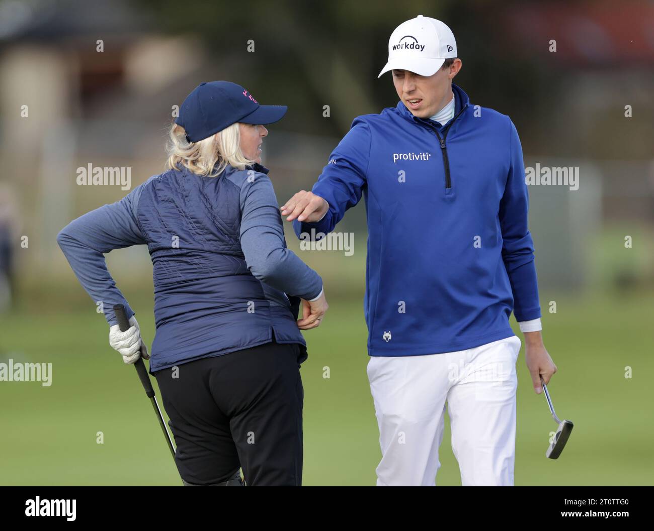 Susan Fitzpatrick and Matt Fitzpatrick on the third green during day ...