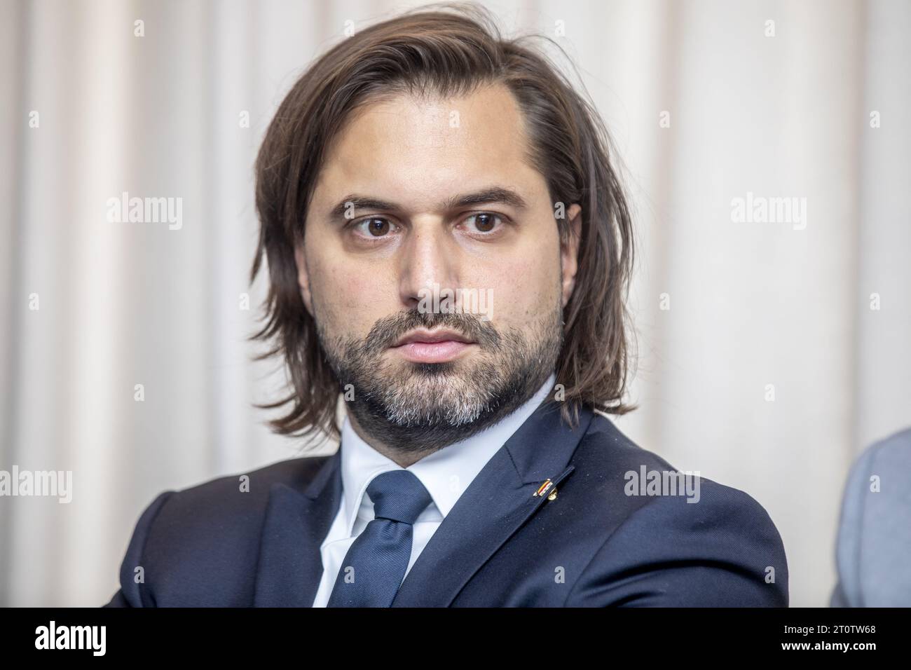 MR chairman Georges-Louis Bouchez pictured during a press conference of ...