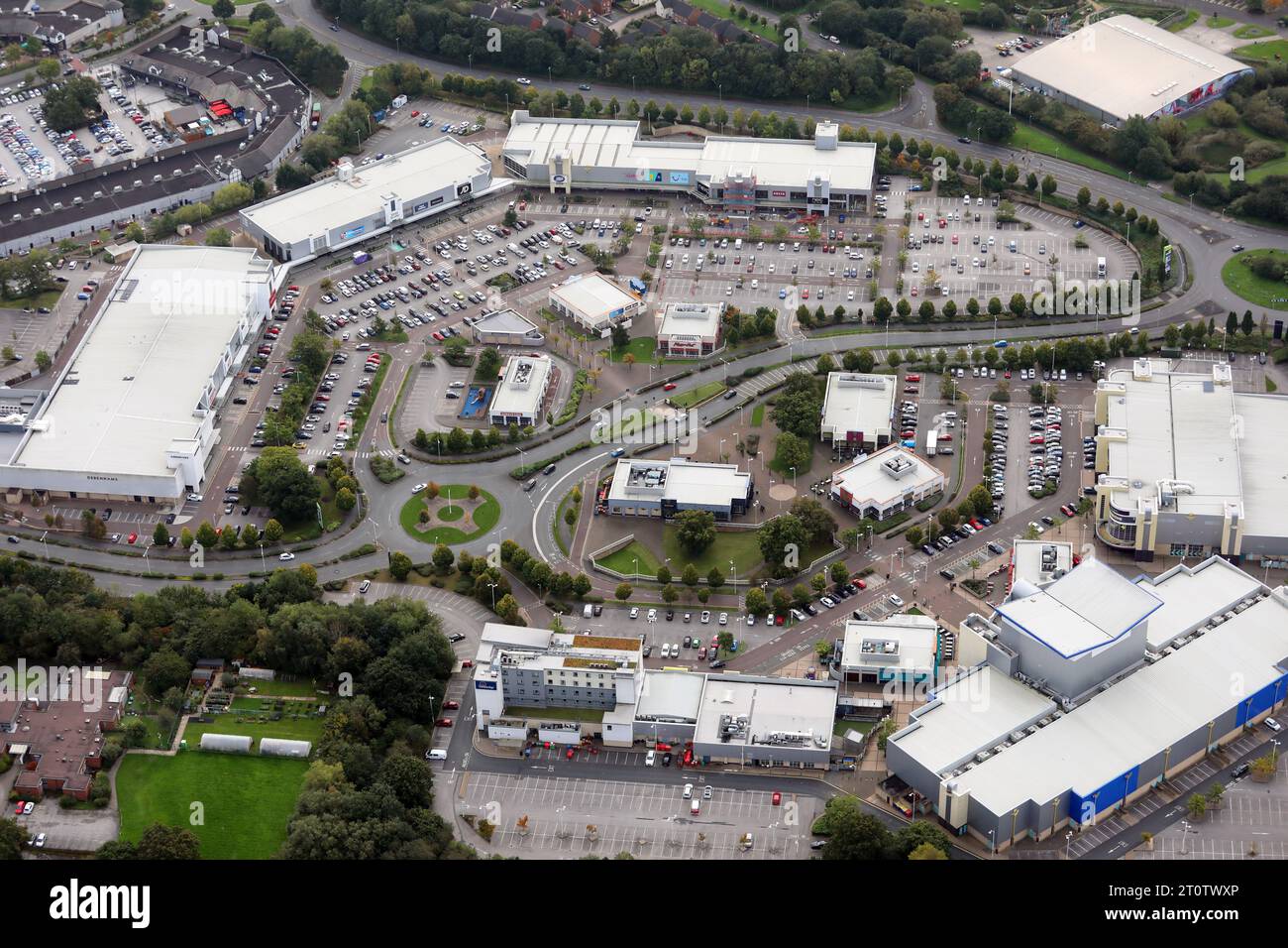 aerial view of the Coliseum Shopping Park, a shopping Centre in ...