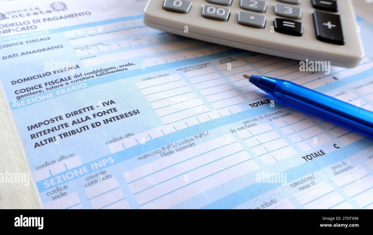 Form for italian taxes. Form filling, unified payment Stock Photo - Alamy