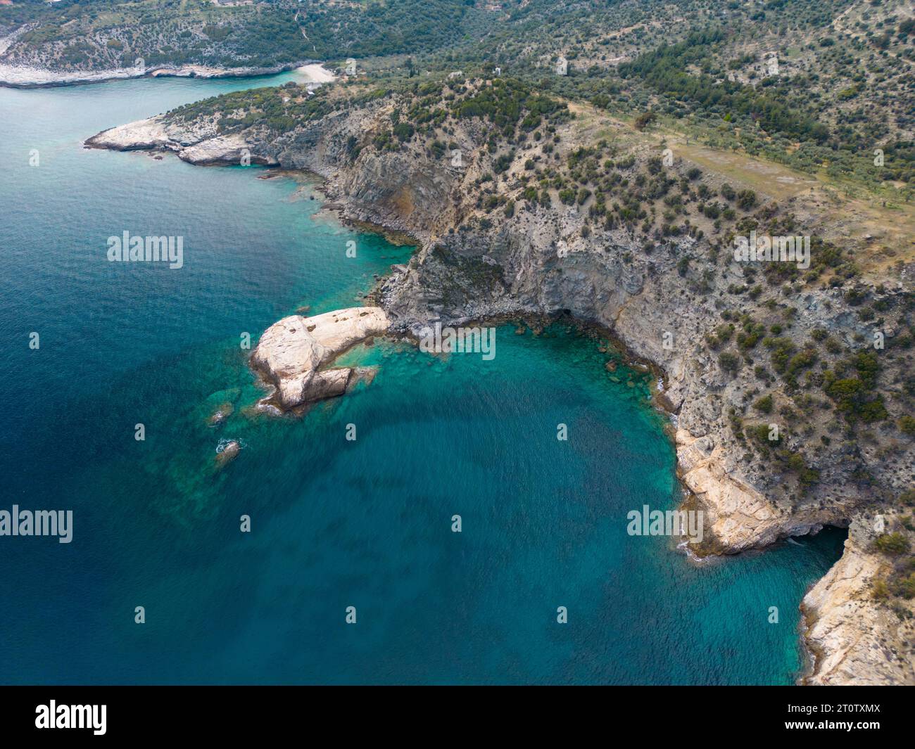 A top down aerial view of rocks and ocean Stock Photo - Alamy