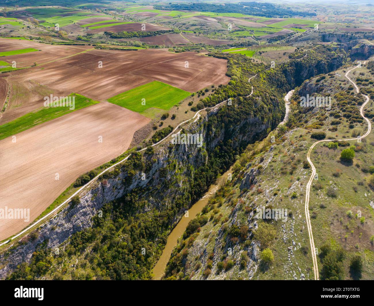 Aerial top view of the Aggitis canyon in Greece offers a breathtaking ...
