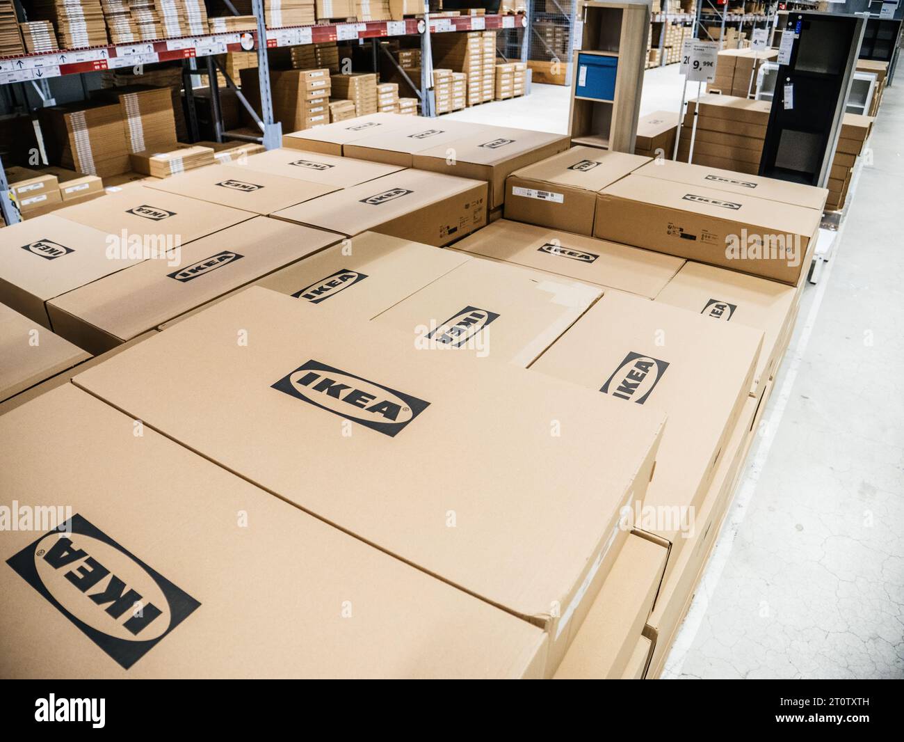 Paris, France - Aug 31, 2023: Inside an IKEA Swedish furniture store, a ...