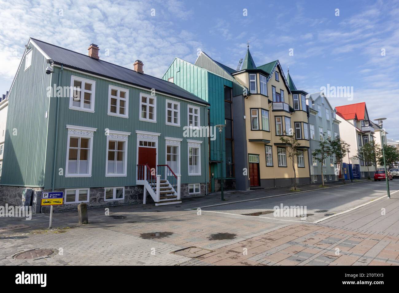 Houses In Reykjavik Iceland Overlooking Austurvollur Square In ...