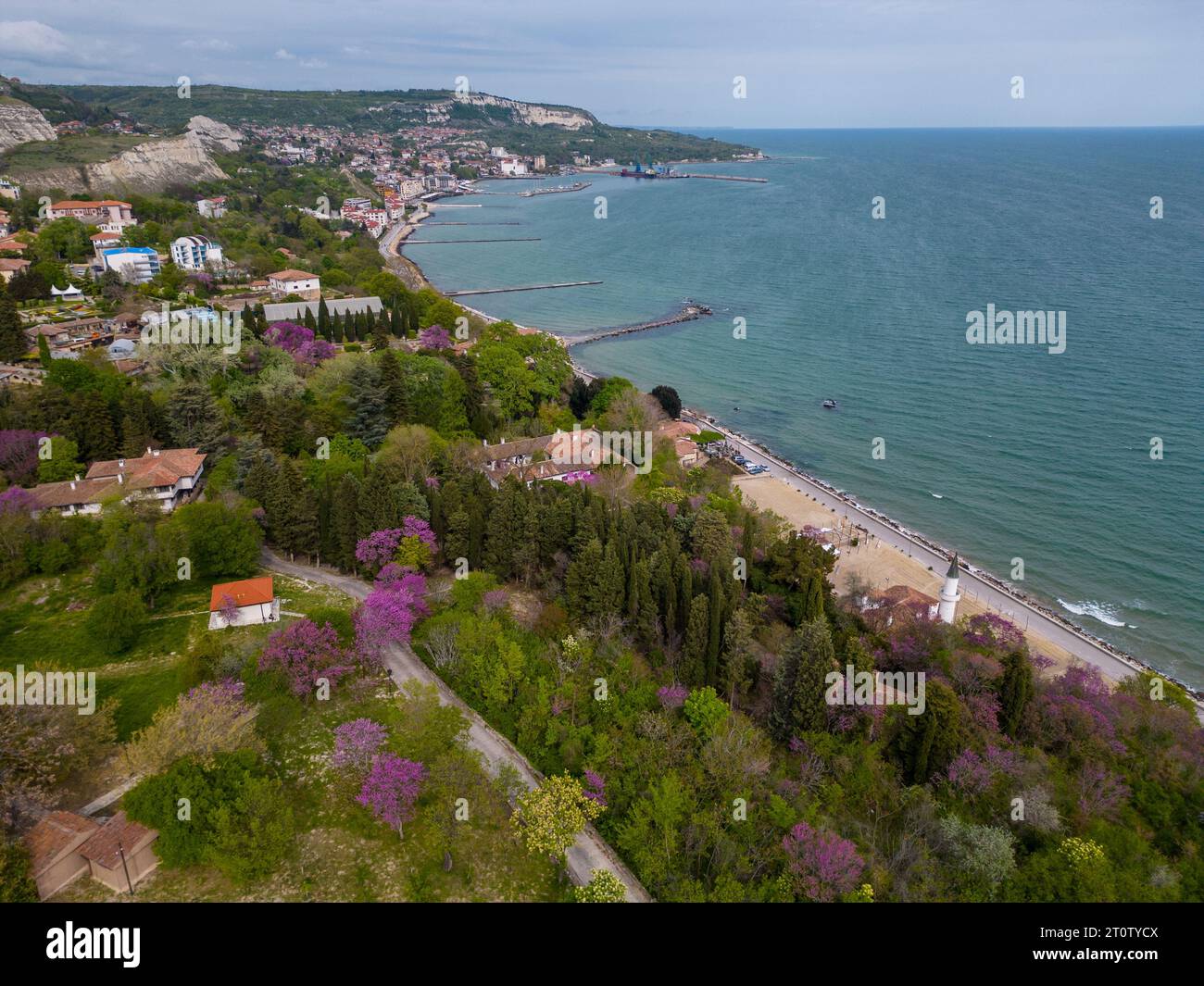 Aerial top view of the stunning Balchik botanical garden in Bulgaria ...