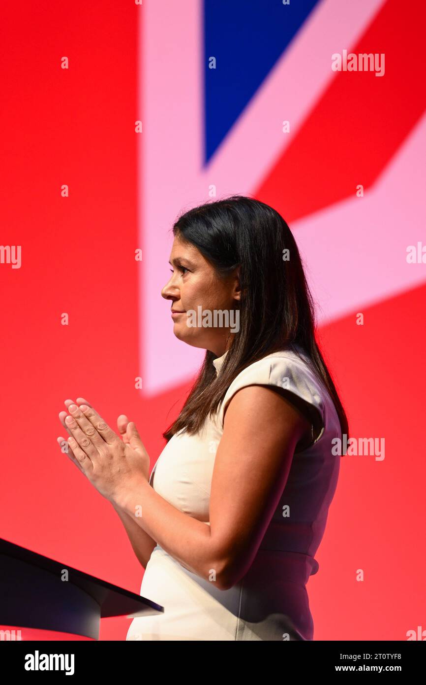 London, UK. 9 October 2023. Lisa Nandy MP gives a speech during the ...