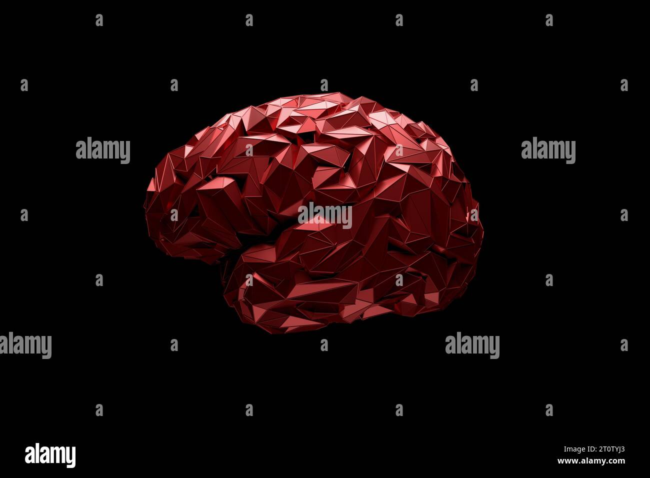 3d illustration of stylized low-poly brain symbolizes intelligence and ...