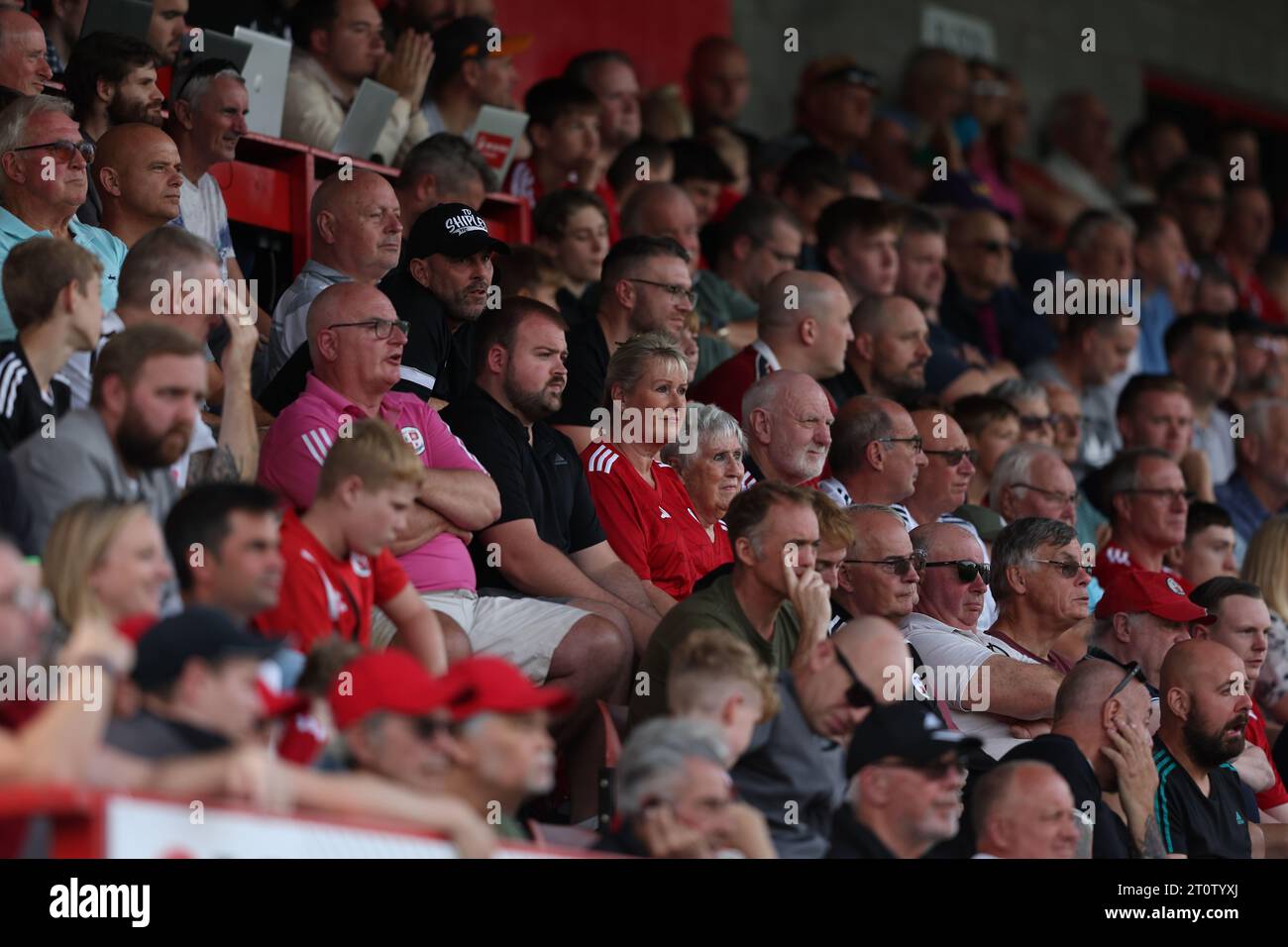 Crawley Town fans and supporters in the grandstand during the EFL ...