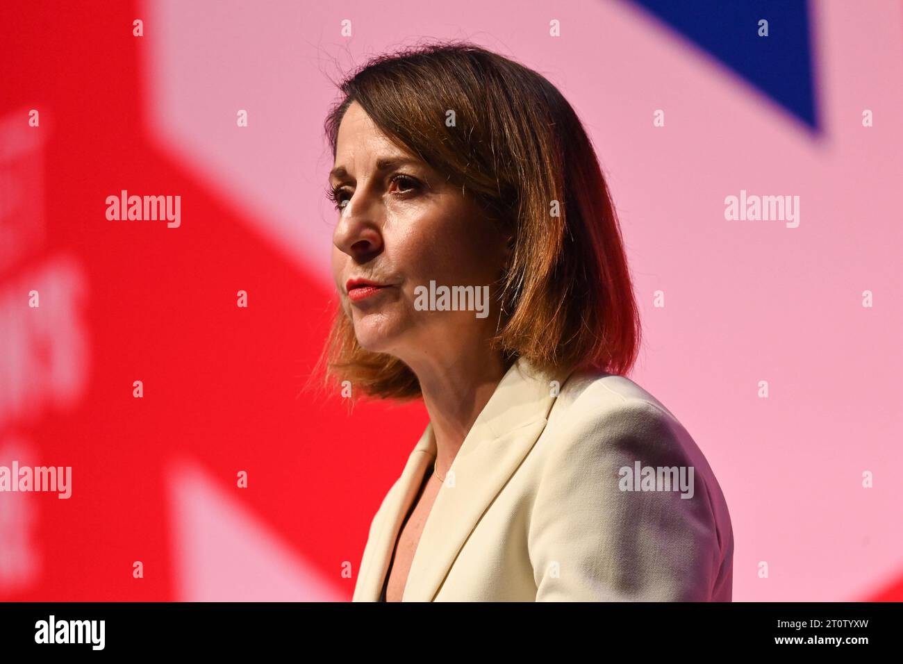London, UK. 9 October 2023. Liz Kendall MP gives a speech during the ...