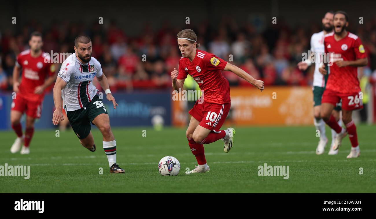 Wrexham's Elliot Lee and Crawley Town's Ronan Darcy during the EFL ...
