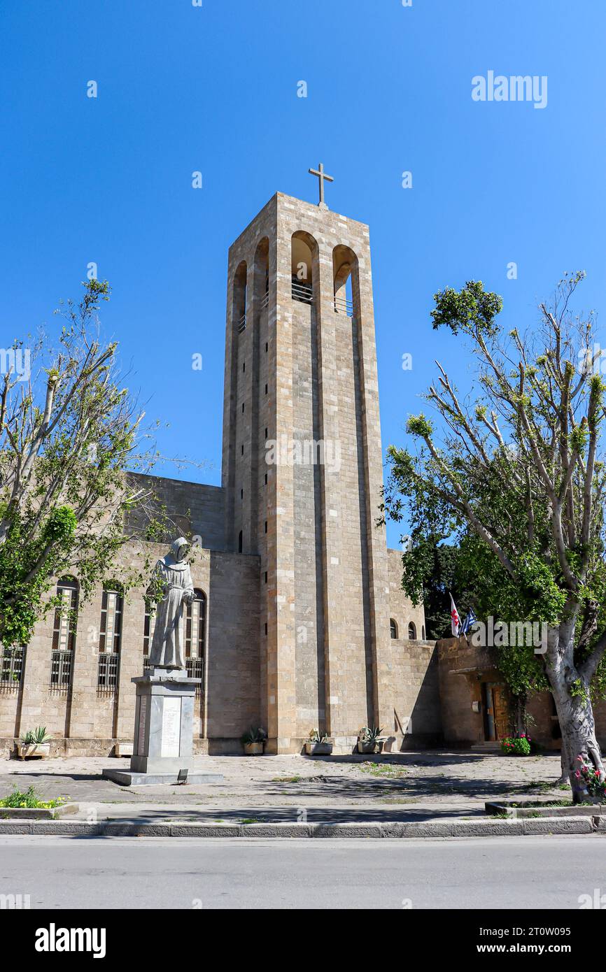 A column at the Holy Catholic Cathedral of Saint Francis of Assisi, a ...