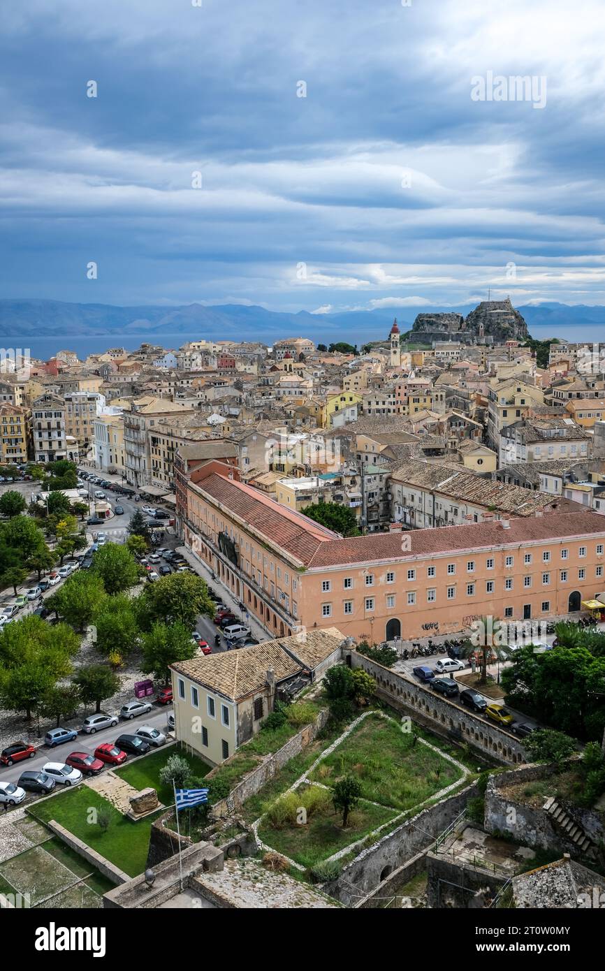 Corfu Town, Corfu, Greece - Corfu Town city overview with the Greek ...