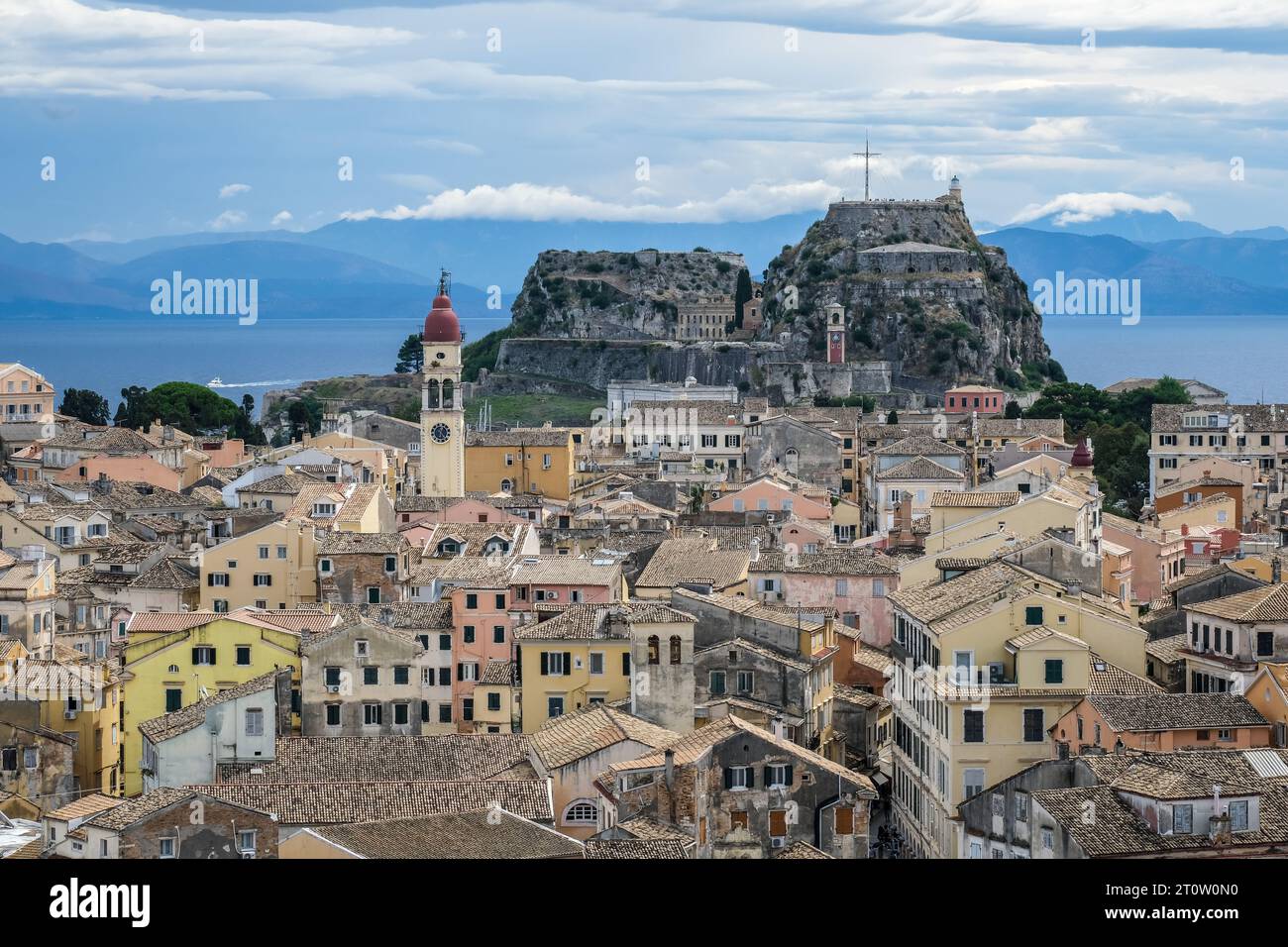 Corfu Town, Corfu, Greece - Corfu Town city overview with the Greek ...