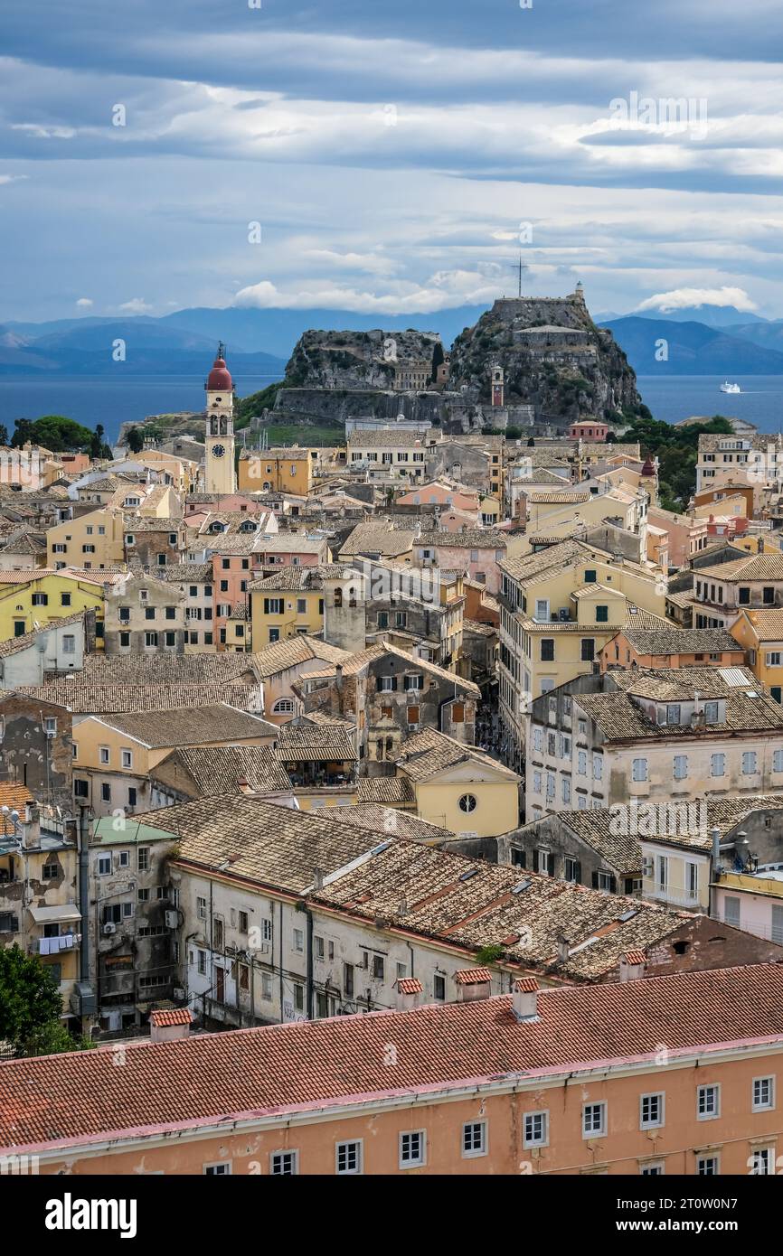 Corfu Town, Corfu, Greece - Corfu Town city overview with the Greek ...