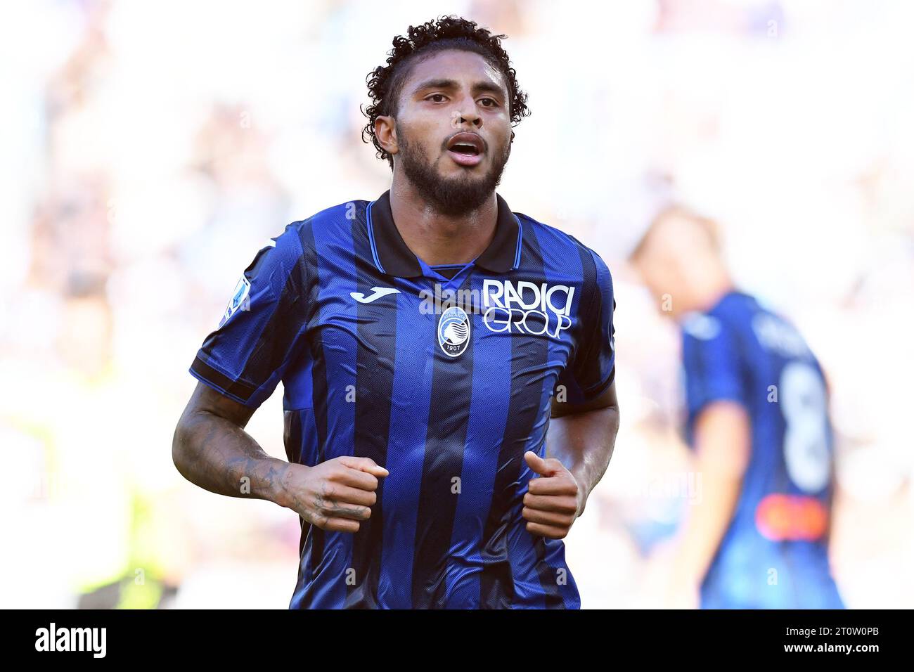 Rome, Lazio. 08th Oct, 2023. Ederson of Atalanta celebrates scoring his ...