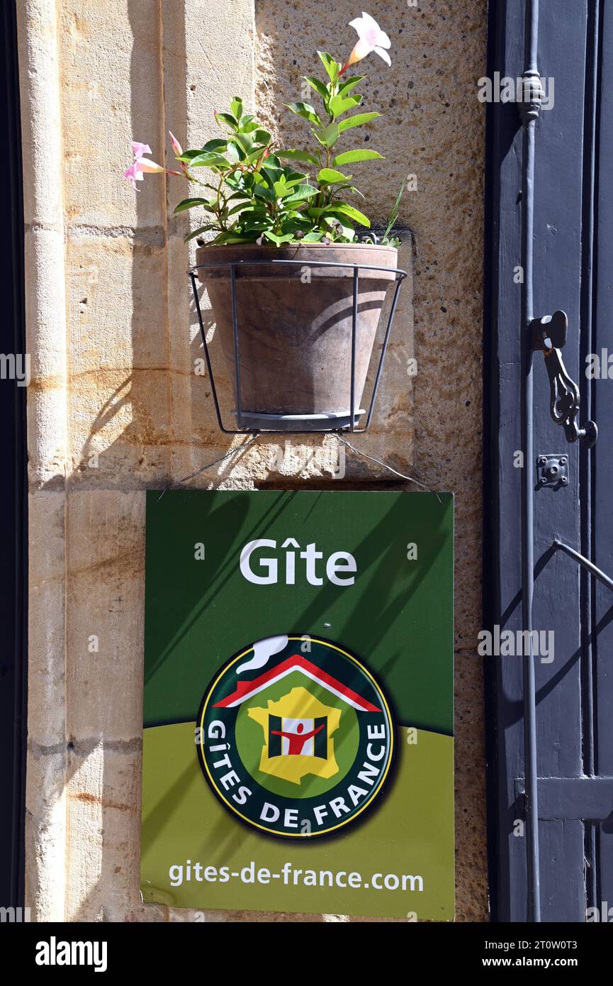 The famous Gite de France sign, an indication of a holiday rental, in ...