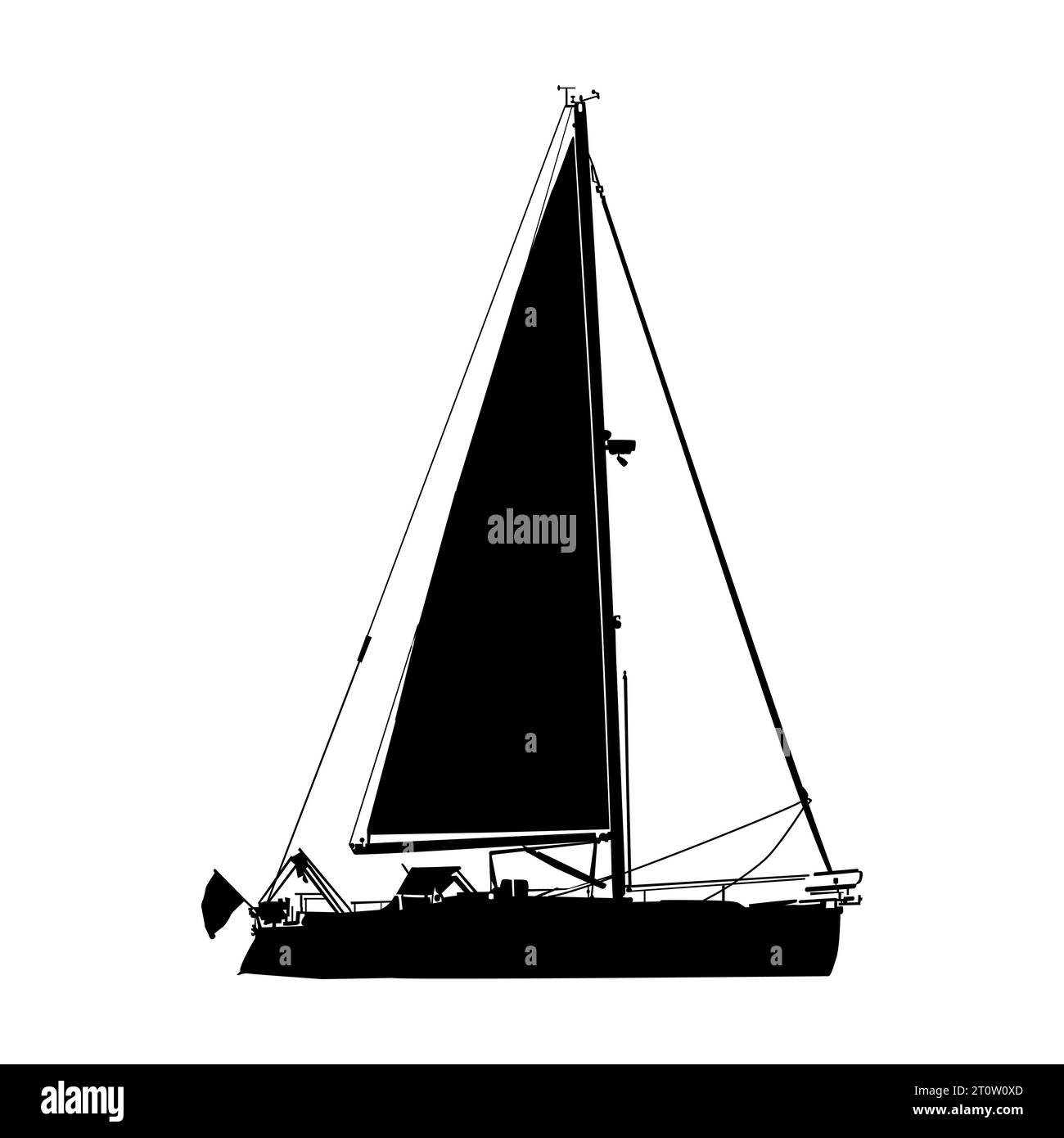 Sailboat black silhouette.Shape of yacht side view.Marine yacht.Boat ...