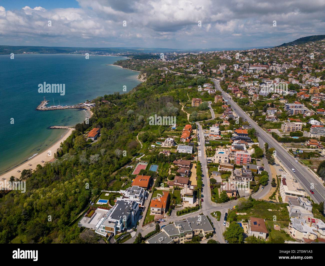 aerial top view of the palace nestled in the botanical garden in ...