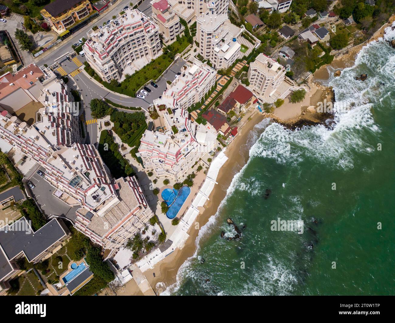 A stunning view of an exclusive residential complex nestled by the sea ...