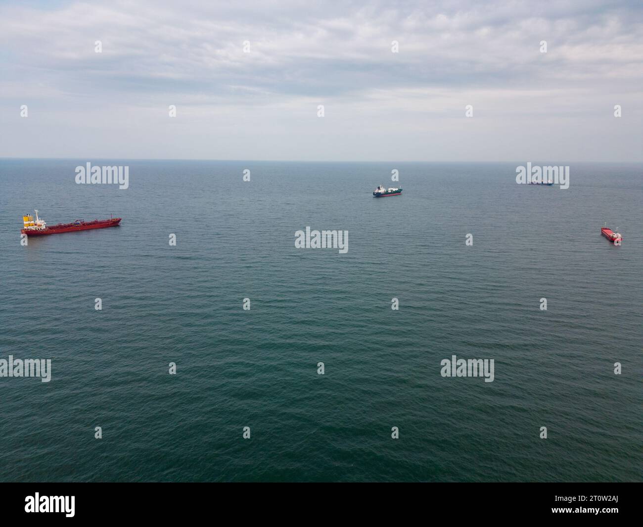 Aerial top view of Large general cargo ship bulk carrier Stock Photo ...