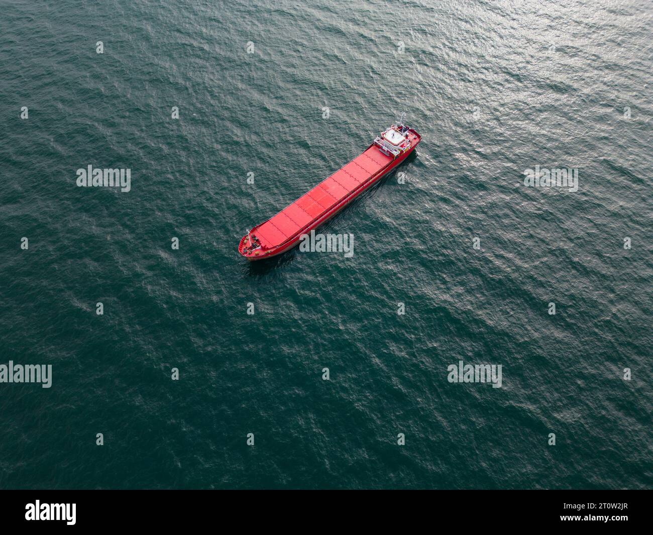 Aerial top view of Large general cargo ship bulk carrier Stock Photo ...