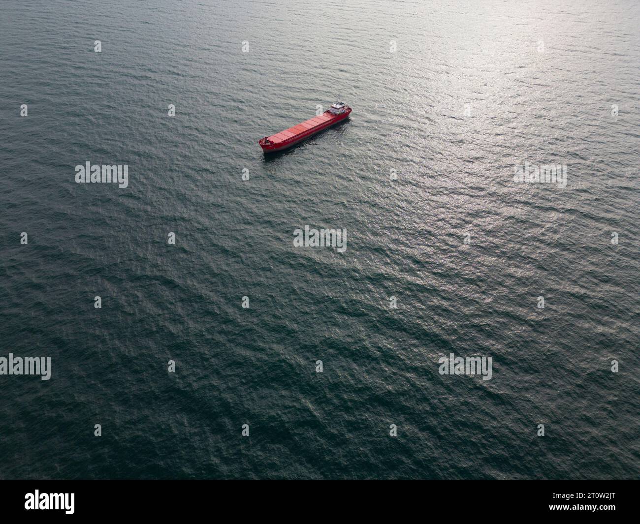 Aerial top view of Large general cargo ship bulk carrier Stock Photo ...