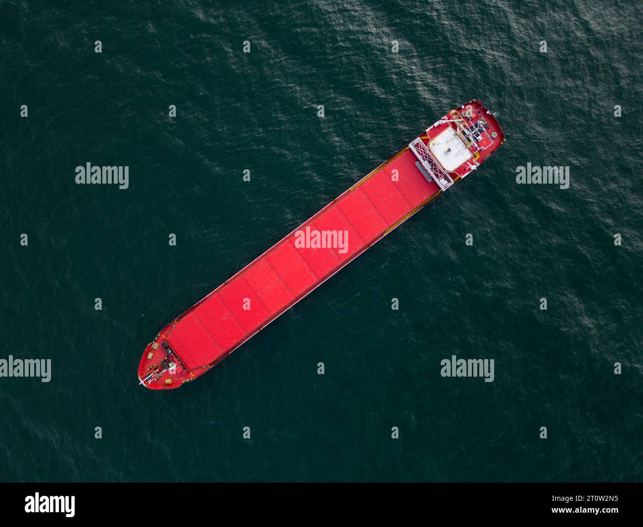 Aerial top view of Large general cargo ship bulk carrier Stock Photo ...