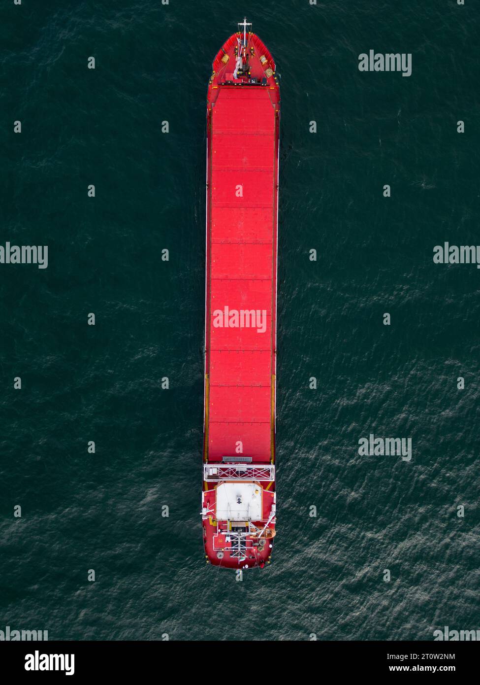 Aerial top view of Large general cargo ship bulk carrier Stock Photo ...