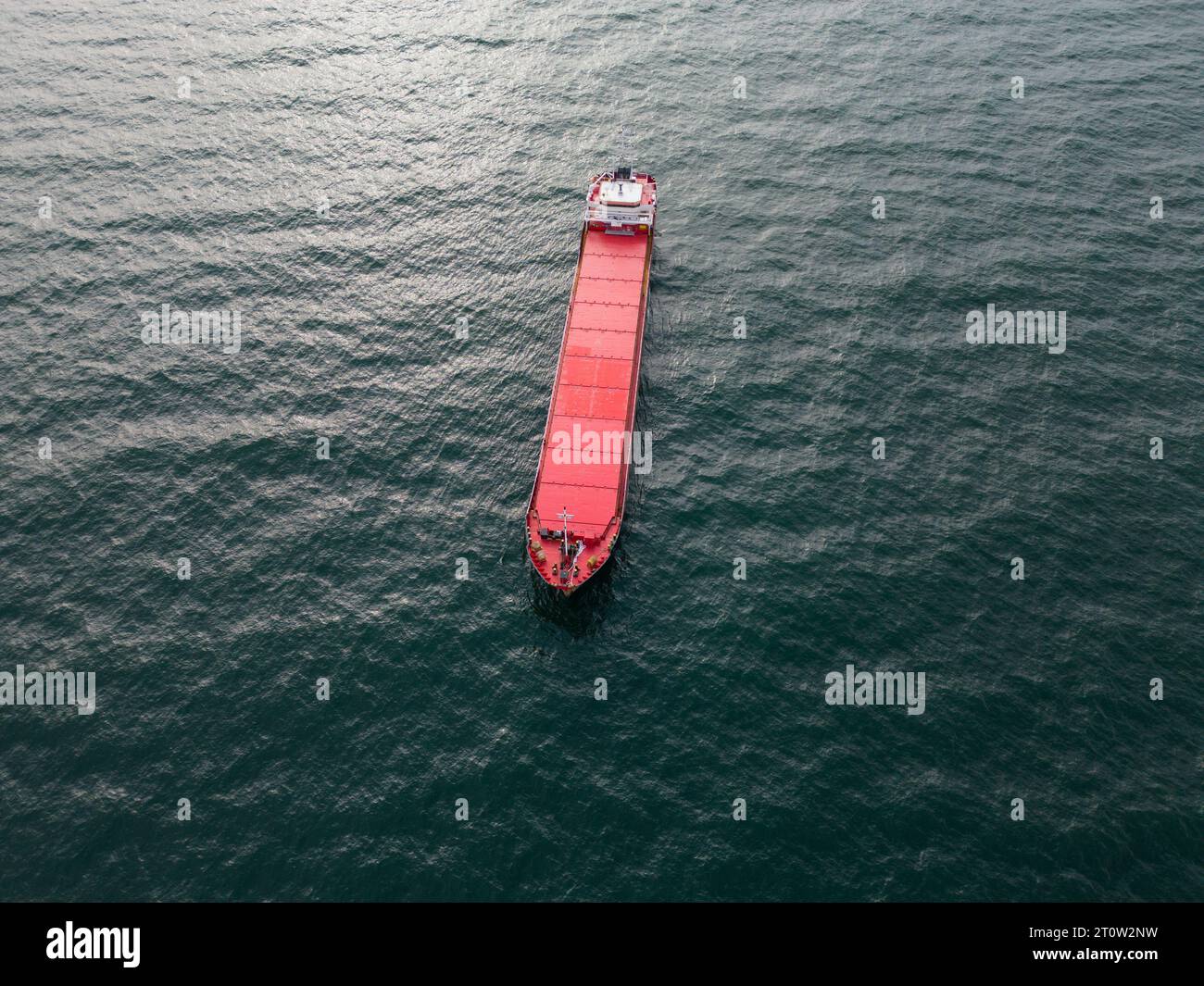 Aerial top view of Large general cargo ship bulk carrier Stock Photo ...