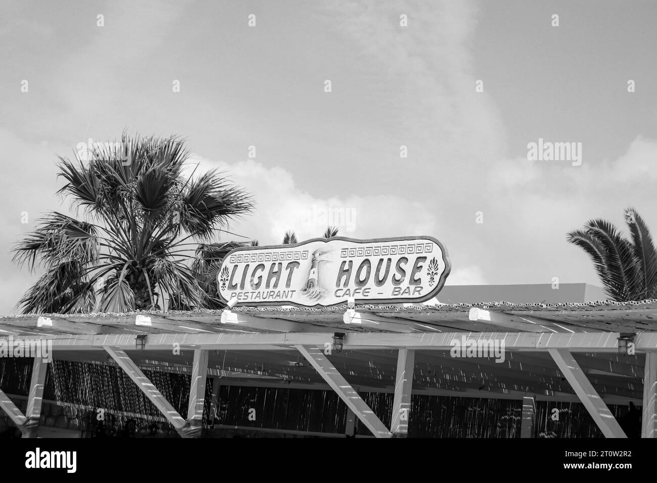 Lighthouse Tavern front sign, a taverna Greek style restaurant located ...