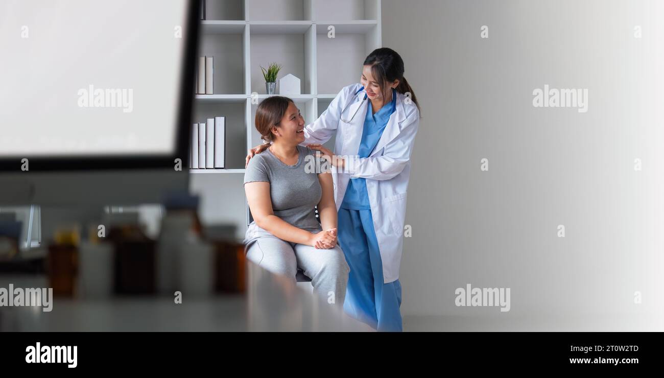 Overweight fat woman having consultation at the office. Portrait of ...