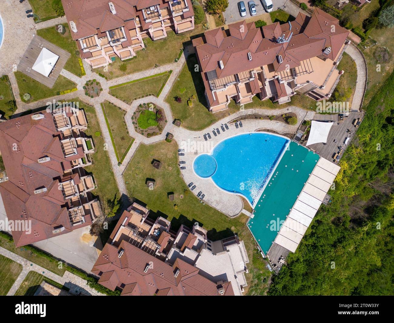 The massive modern hotel complex sprawled beneath, boasting a myriad of ...