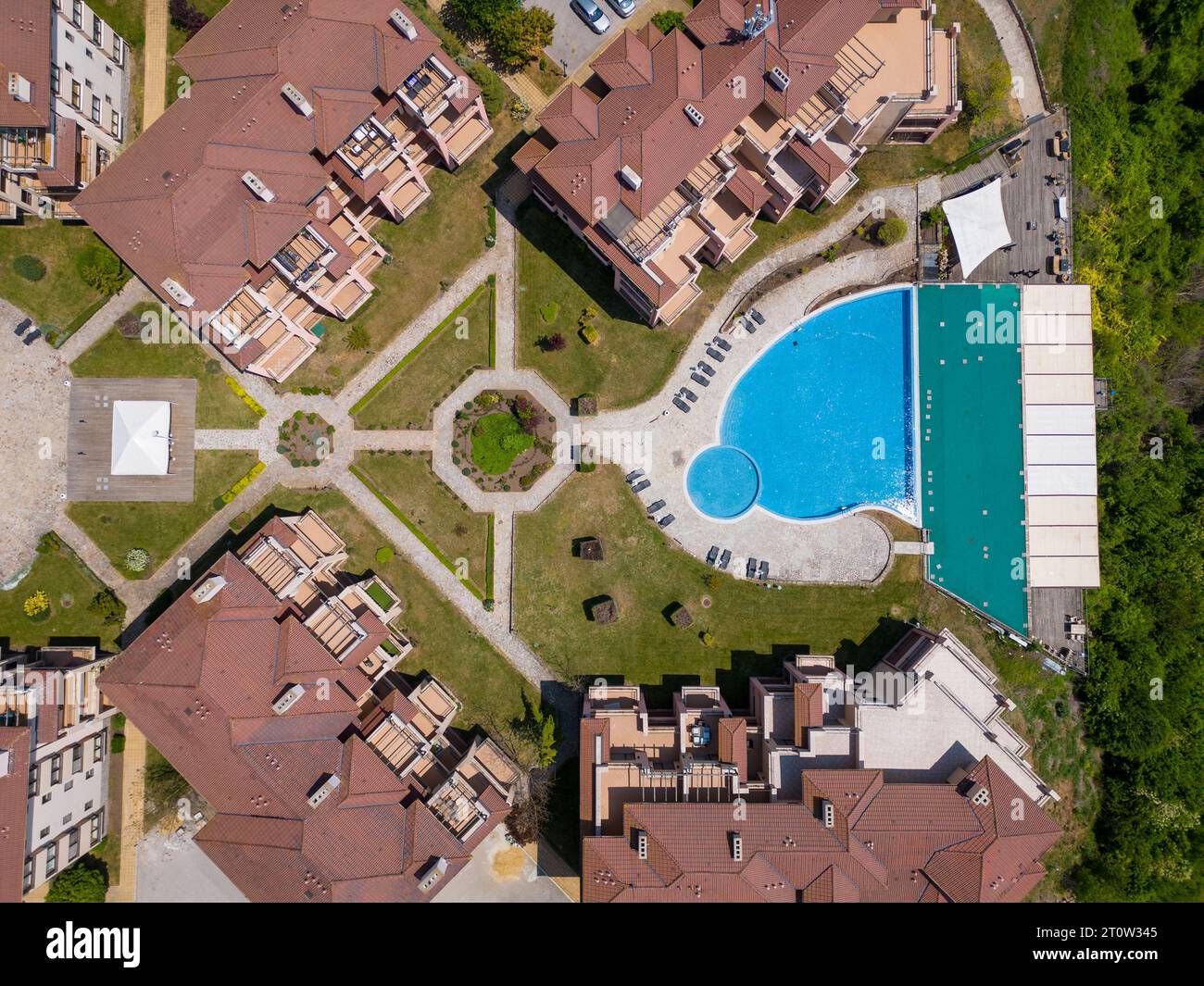 The massive modern hotel complex sprawled beneath, boasting a myriad of ...