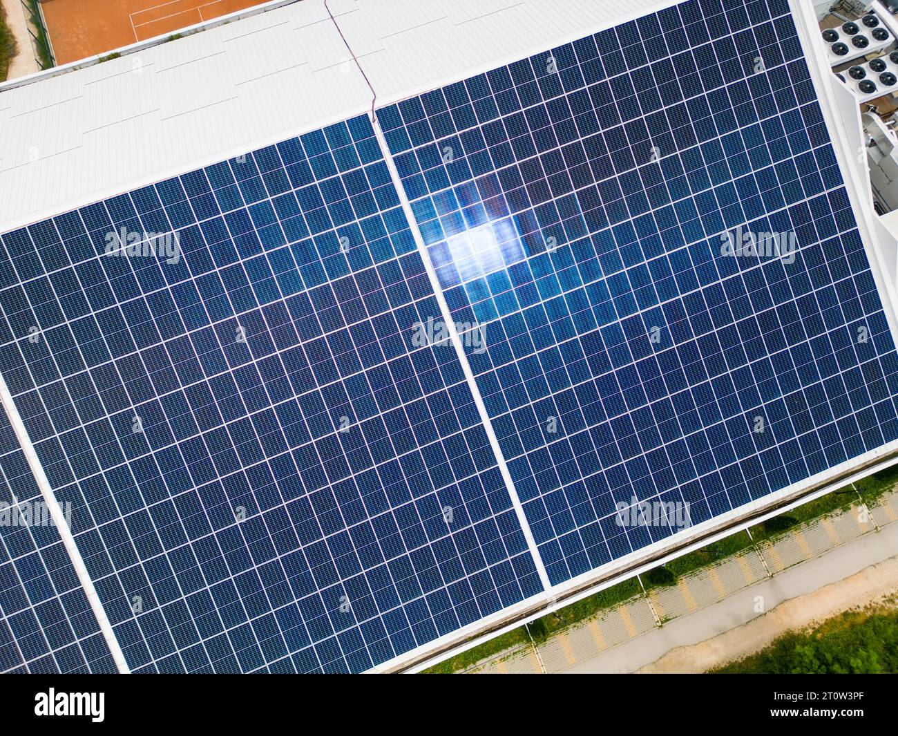 The modern house with a roof designed as a large solar panel, blending ...