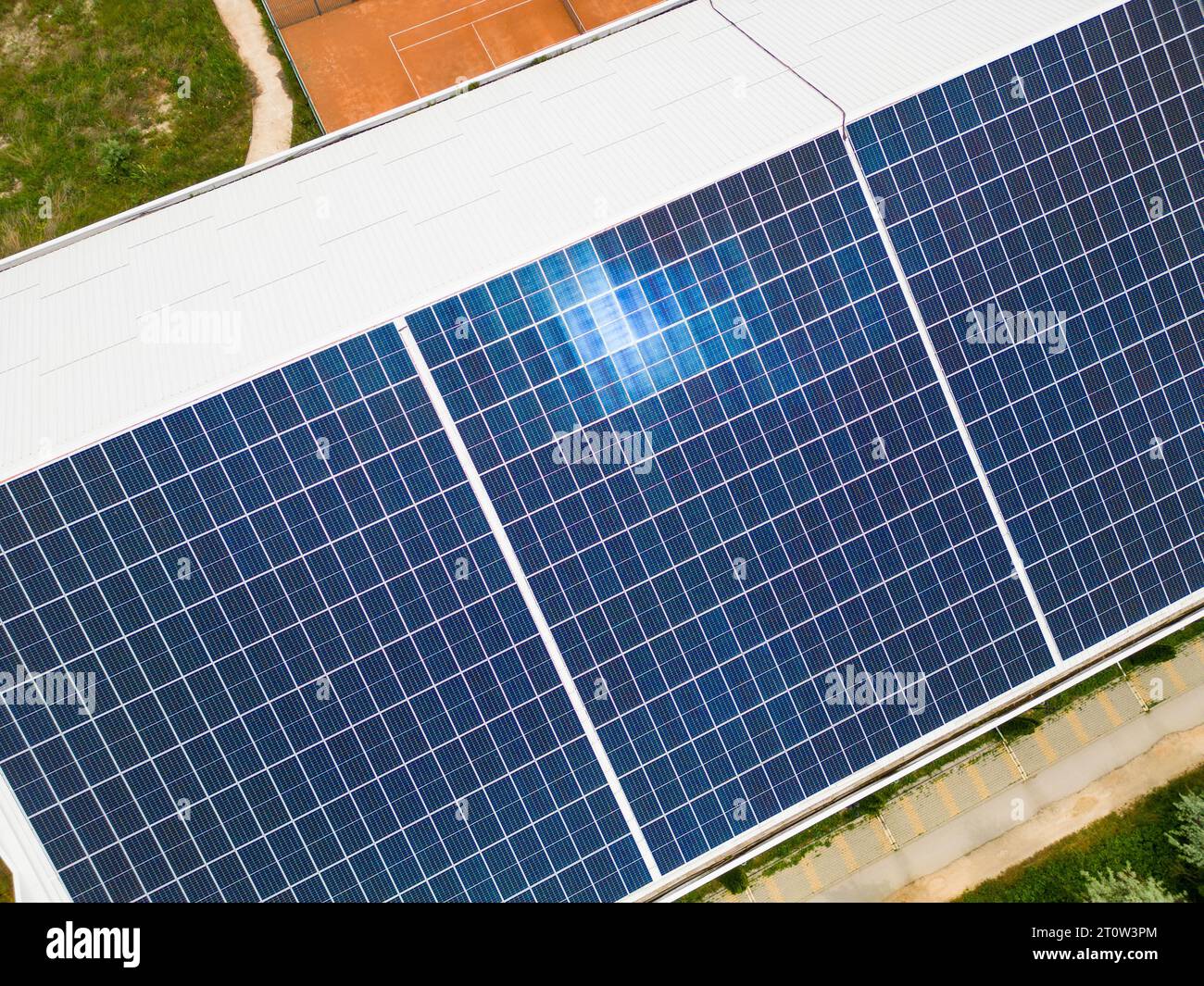The modern house with a roof designed as a large solar panel, blending ...