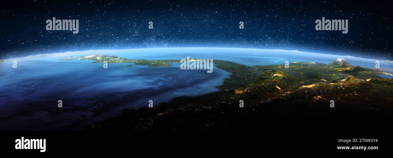 Panama canal, landscape frome space. Elements of this image furnished ...