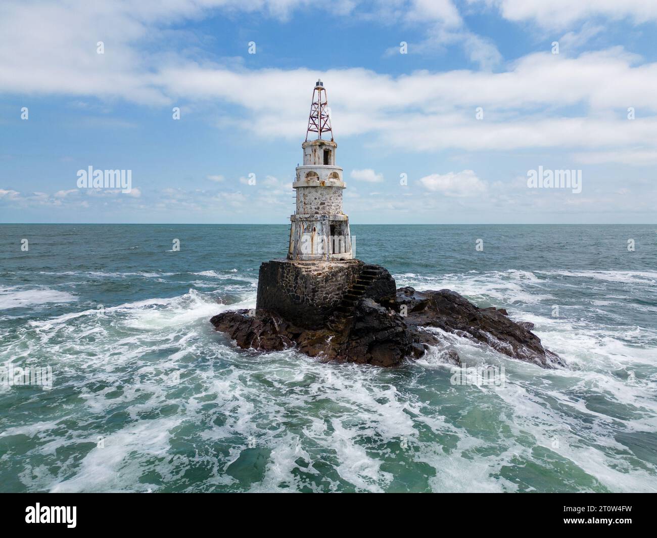 Aerial view of lighthouse on an island near the city of Ahtopol, on the ...