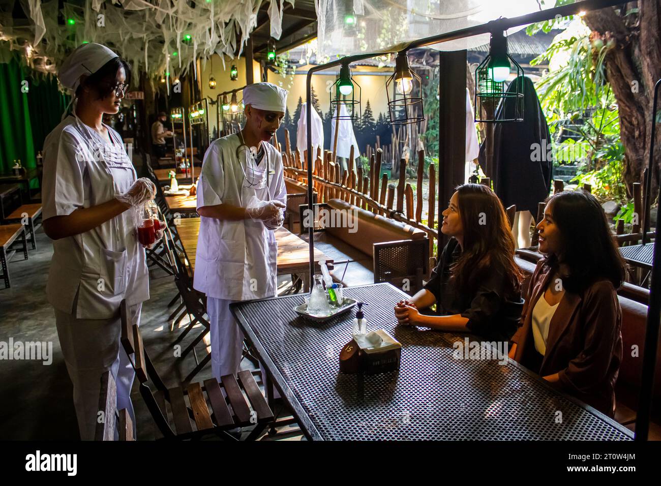 Bandung, West Java, Indonesia. 9th Oct, 2023. Waiters dressed as a ...
