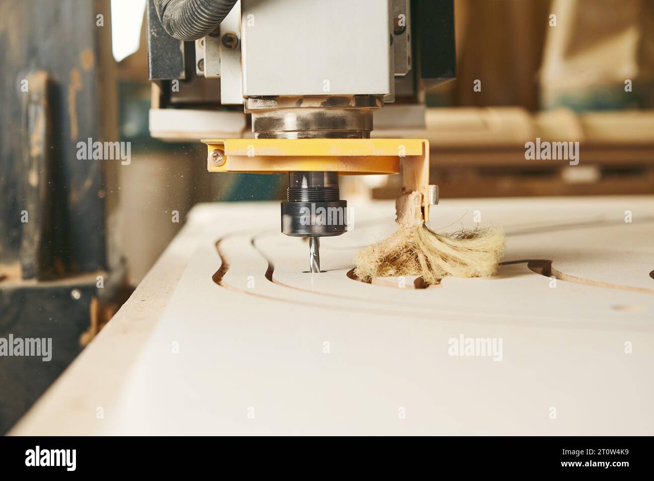 CNC router machine creates a layout of the shelf complex Stock Photo ...
