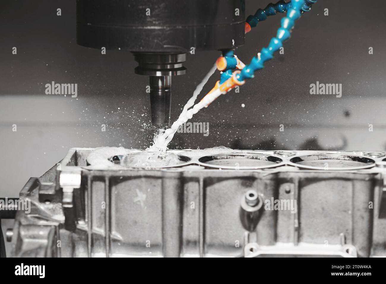 Repair of cylinder block engine blocks on CNC machine with a coolant ...