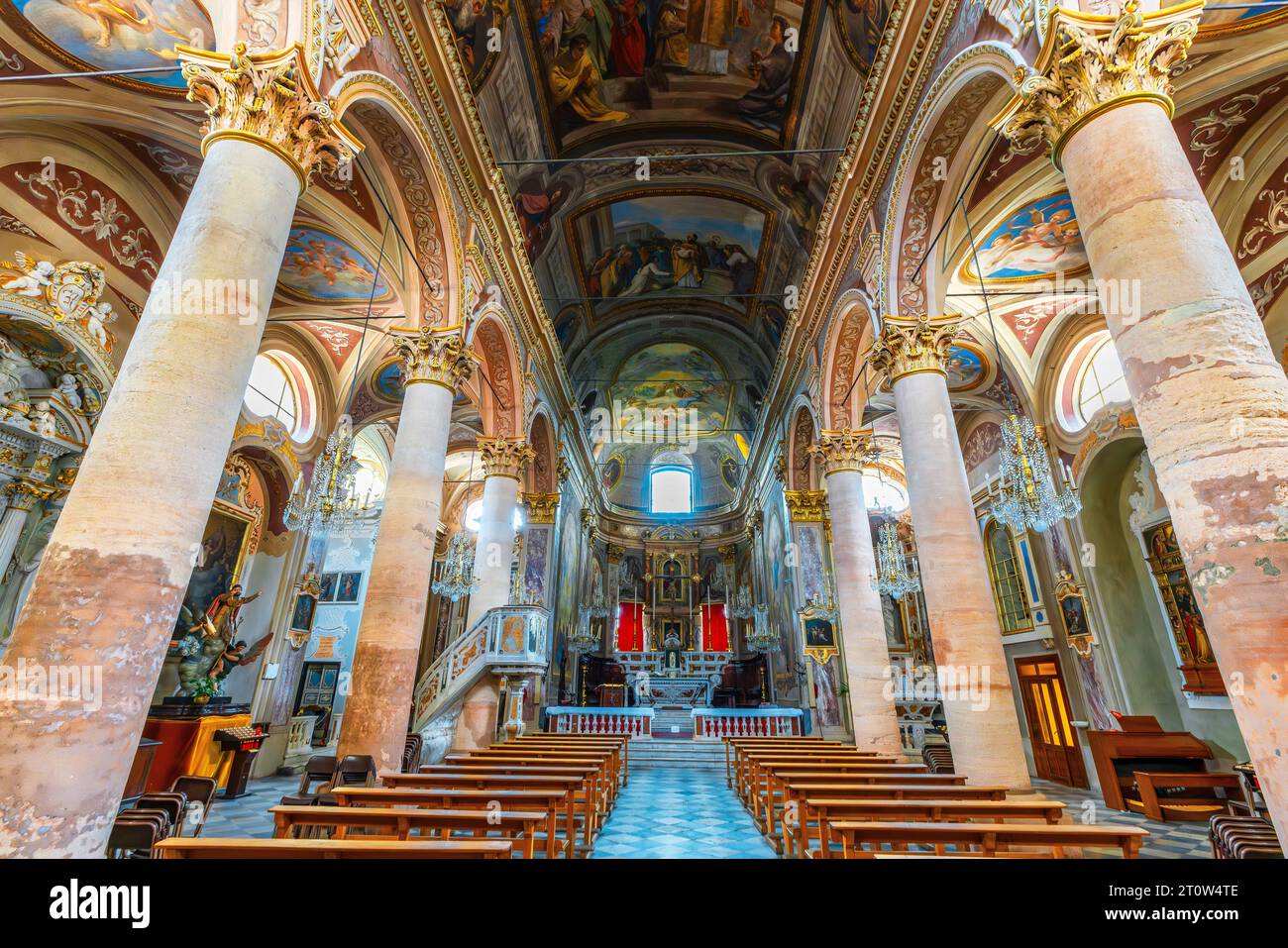 Interior of Baroque style parish church of Saint Martino dating back to ...