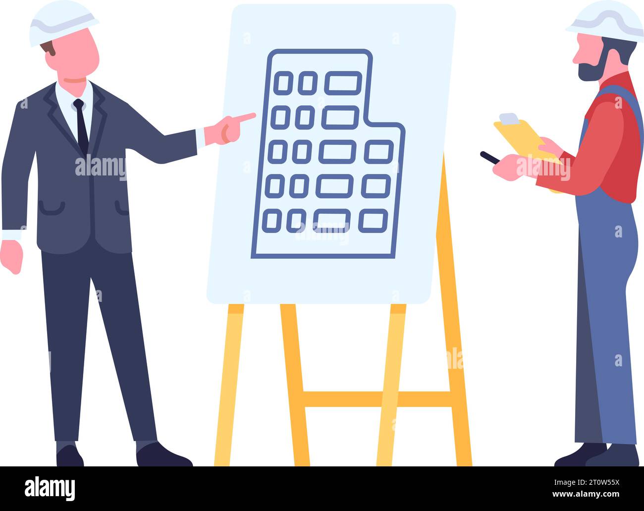 Construction process. Real estate engineering. Architect and builder ...