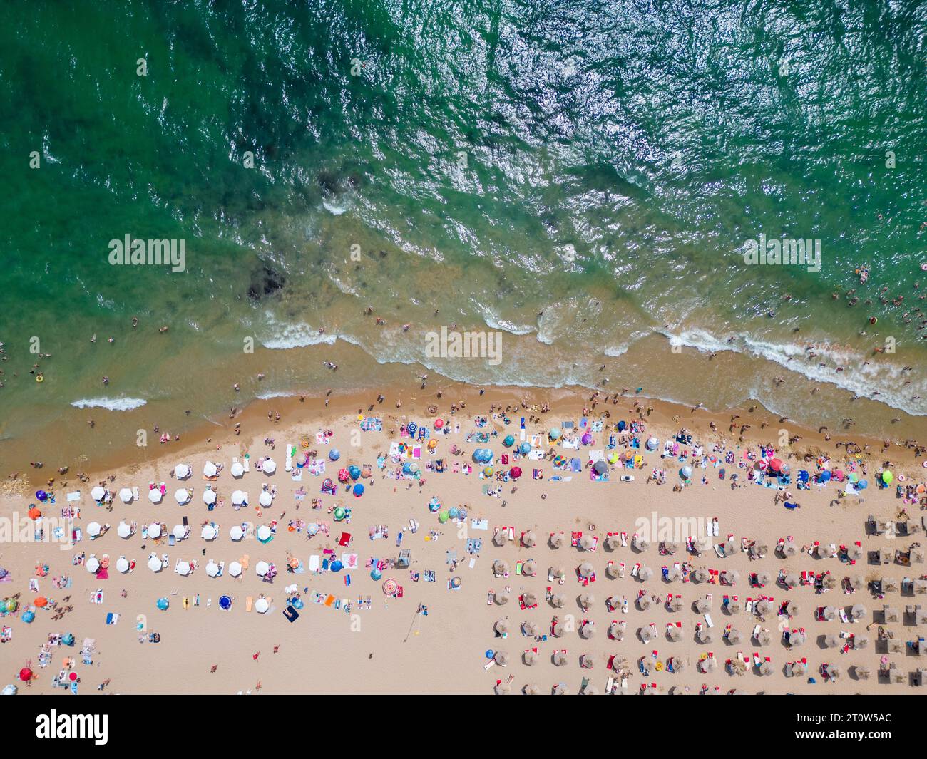 aerial view of Bulgaria's resort during the summer season: an array of ...