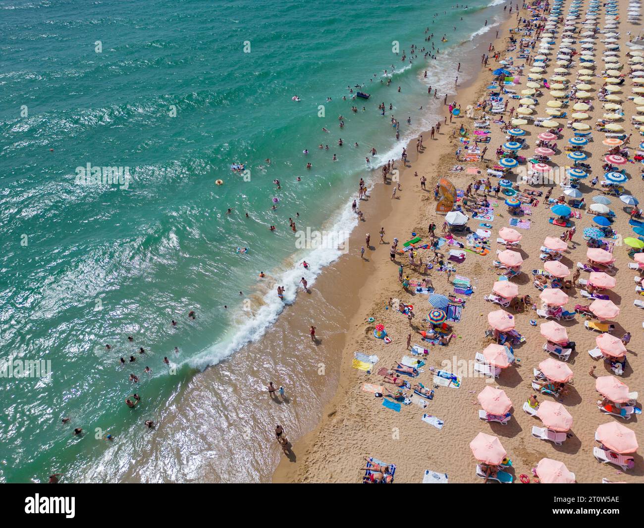 aerial view of Bulgaria's resort during the summer season: an array of ...