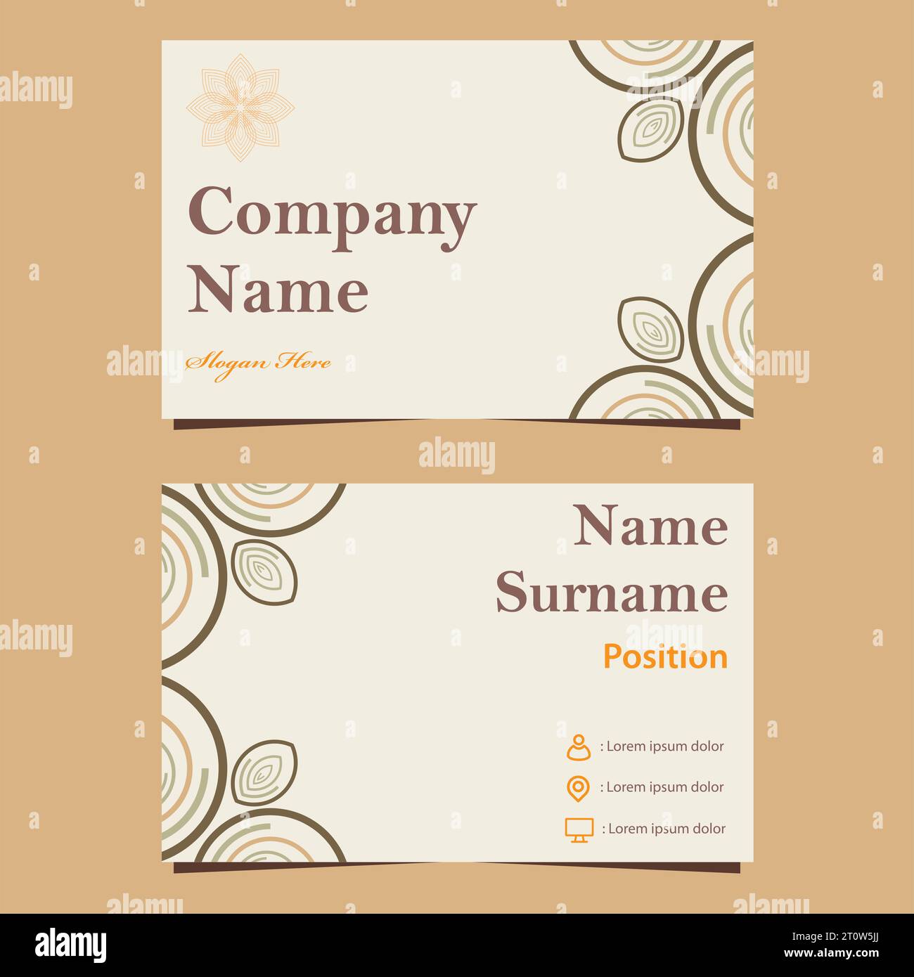 natural floral soft color business card template design Stock Photo - Alamy